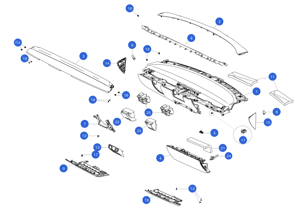 INSTRUMENT PANEL - UPPER ASSEMBLY - LEFT HAND DRIVE – 1641542-00-B MY ...